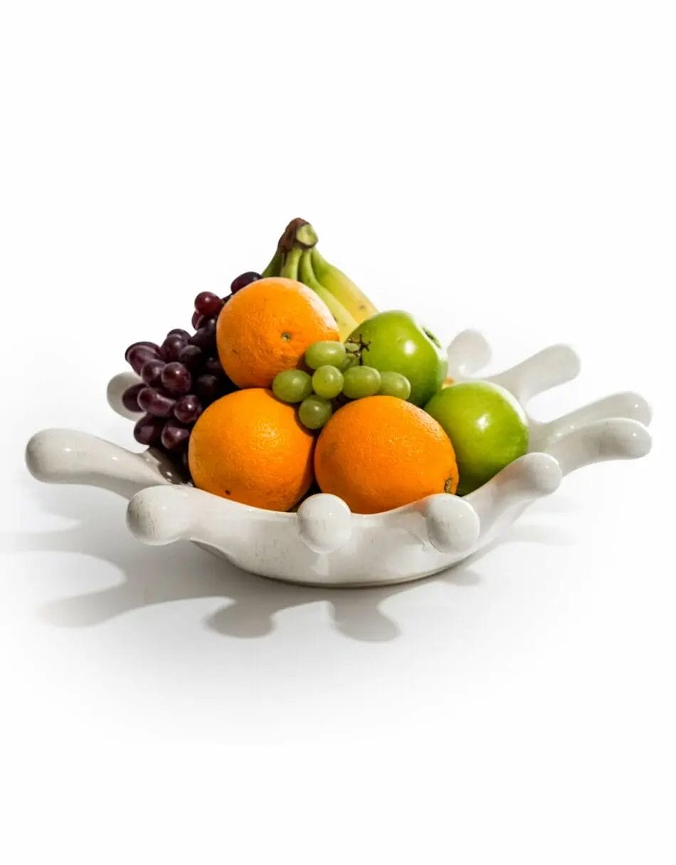 White Ceramic Splash Fruit Bowl - houseintown.uk