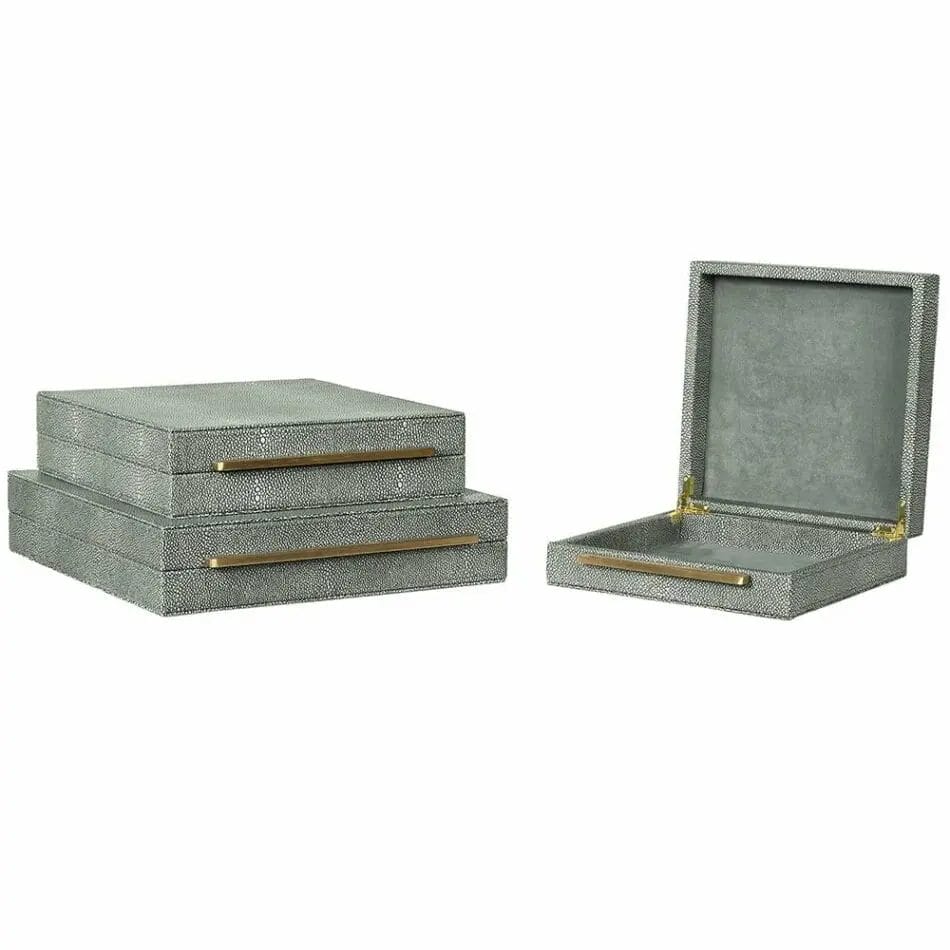 Set Of Green Faux Boxes - houseintown.uk