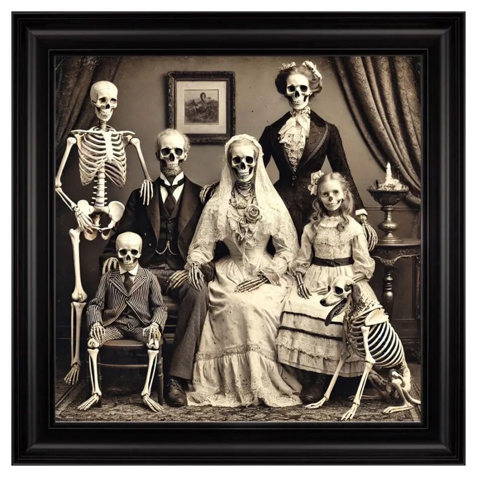 Velvet Death Smile Family Portrait Framed Artwork - 55cm - houseintown.uk