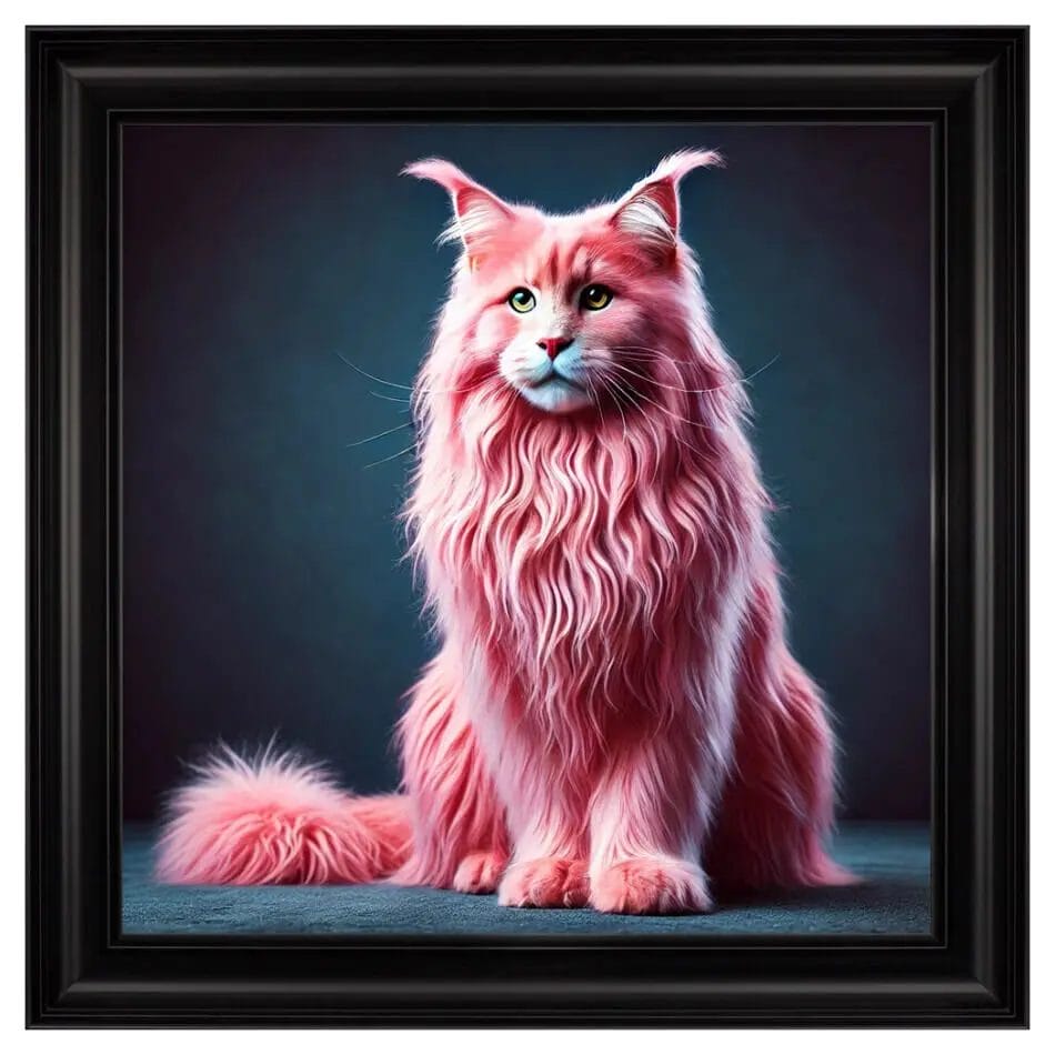 Velvet Pink Maine Coon Framed Artwork - 85cm - houseintown.uk