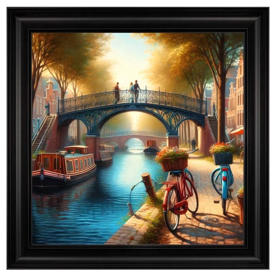 Velvet Bridge over Canal Framed Artwork - 55cm - houseintown.uk