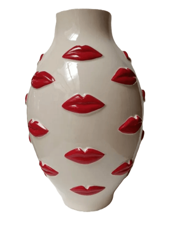 Large Multi Red Lips Vase - houseintown.uk